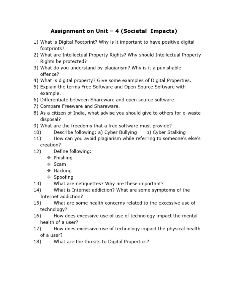 Class XII IP Assignment (Societal Impacts) | PDF