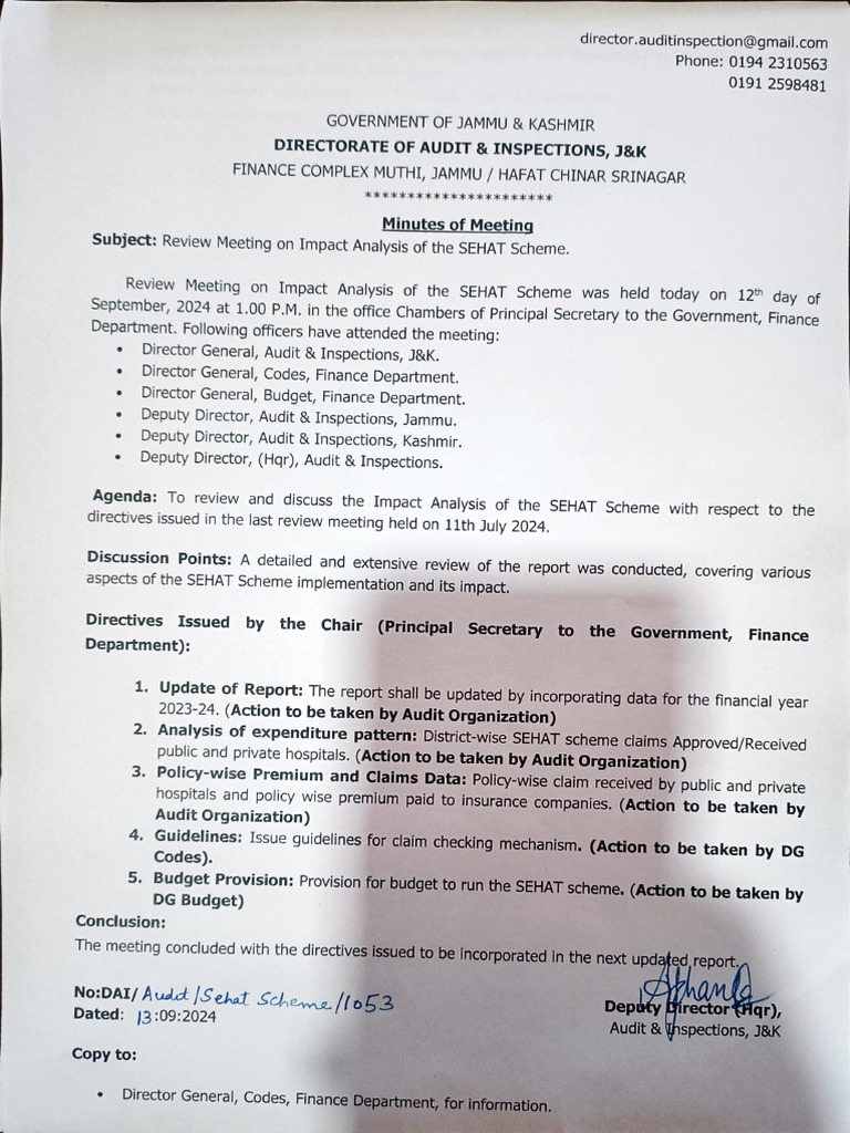 Sehat Scheme Review Meeting | PDF
