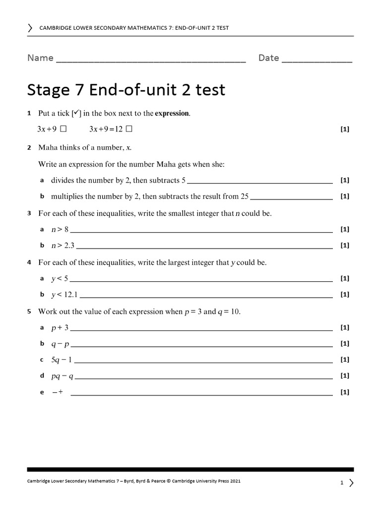 End of Unit 2 Test | PDF