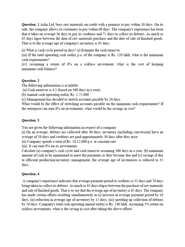 Problems in Cash Management | PDF | Inventory | Accounts Payable