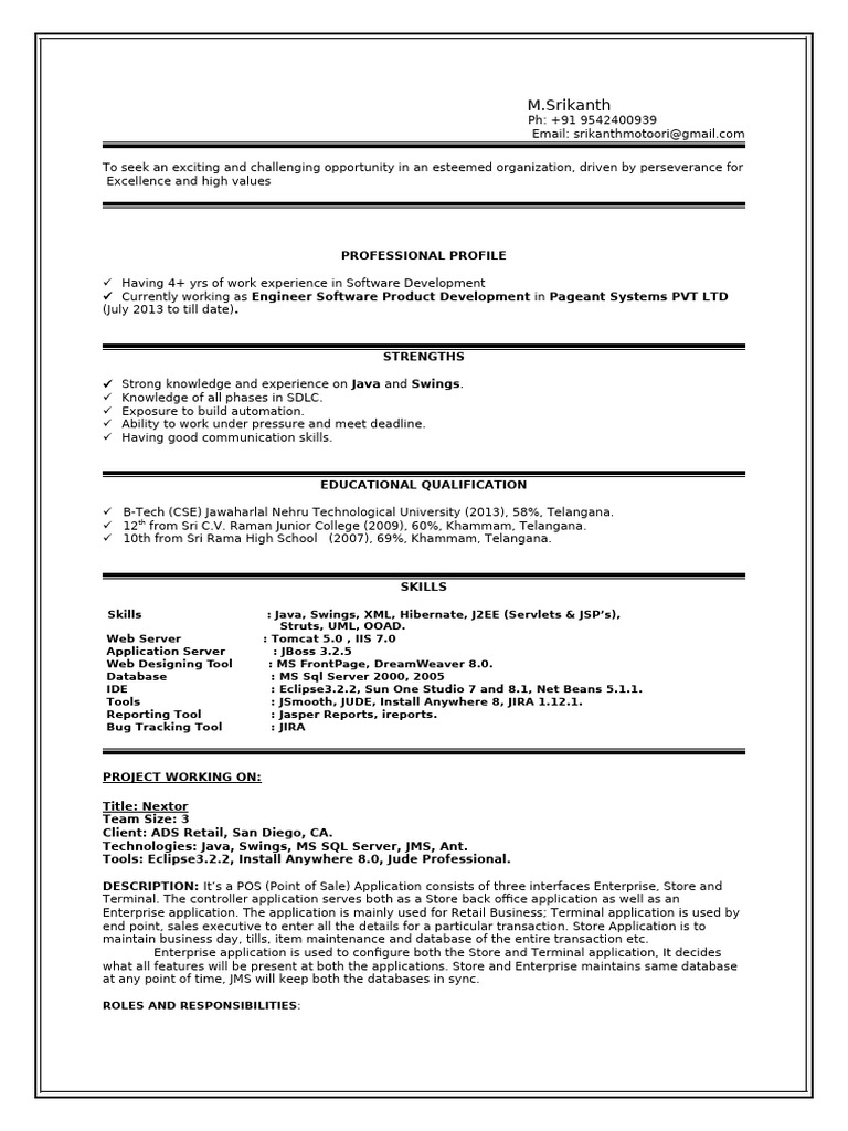 Srikanth_Resume | PDF | Databases | Computer Terminal