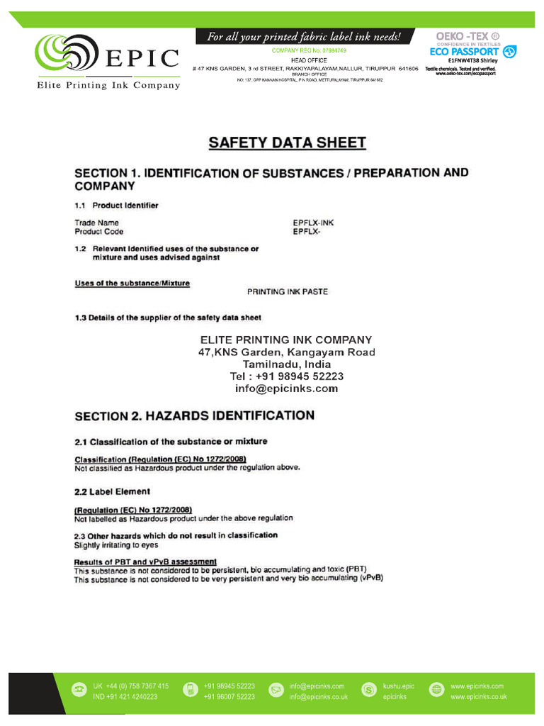 MSDS Ink | PDF