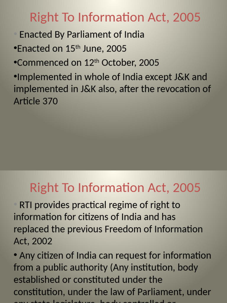 Right To Information Act, 2005 | PDF | Accountability | Human Rights