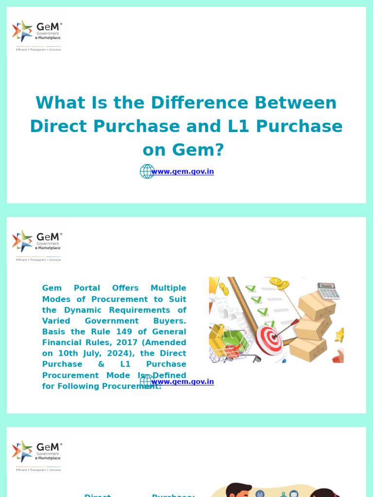 What Is The Difference Between Direct Purchase and L1 Purchase On Gem | PDF