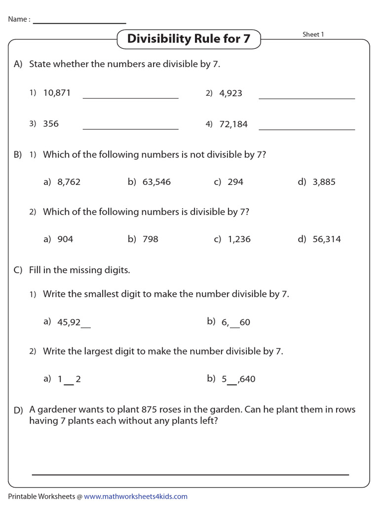 Division - Divisibility Rule - Rule 7 All Key | PDF | Art | Computers