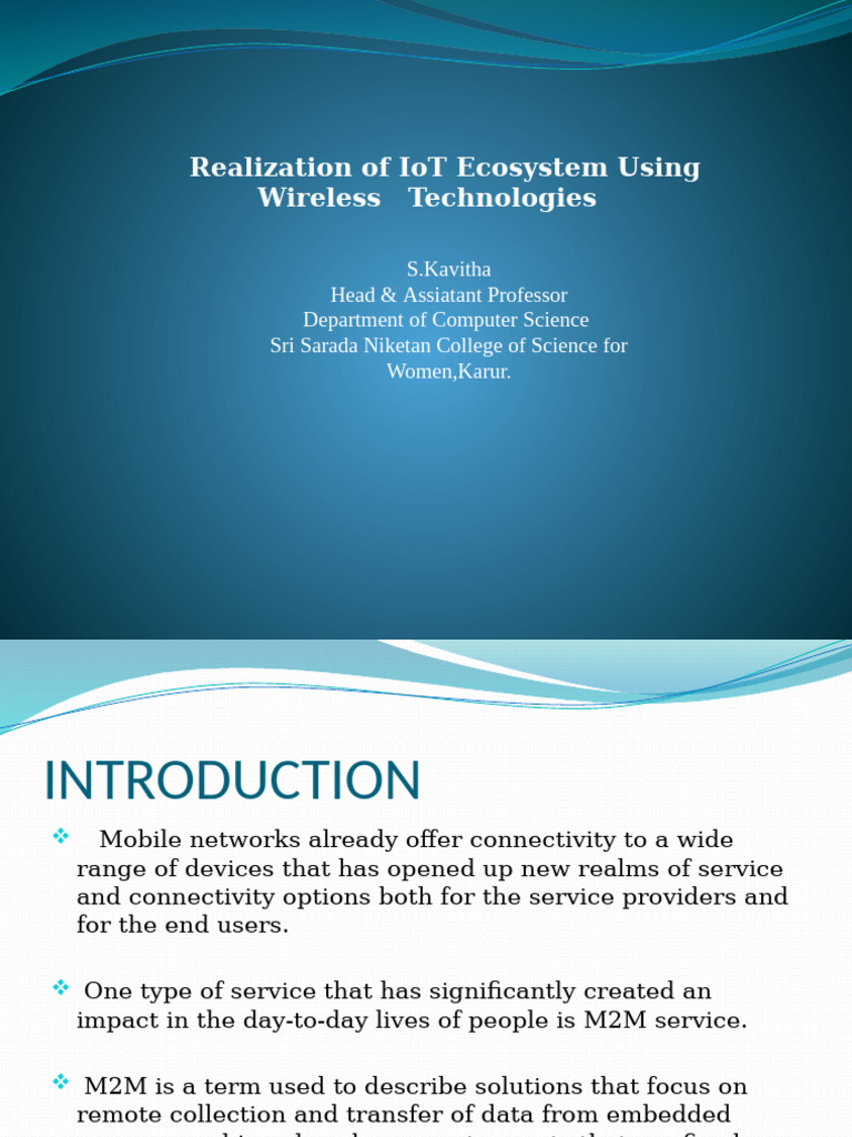 Realization of IoT Ecosystem Using Wireless Technologies | PDF ...