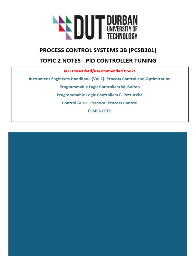 Topic 2 Notes - Pid Controller Tuning | PDF | Control Theory | Mechanics