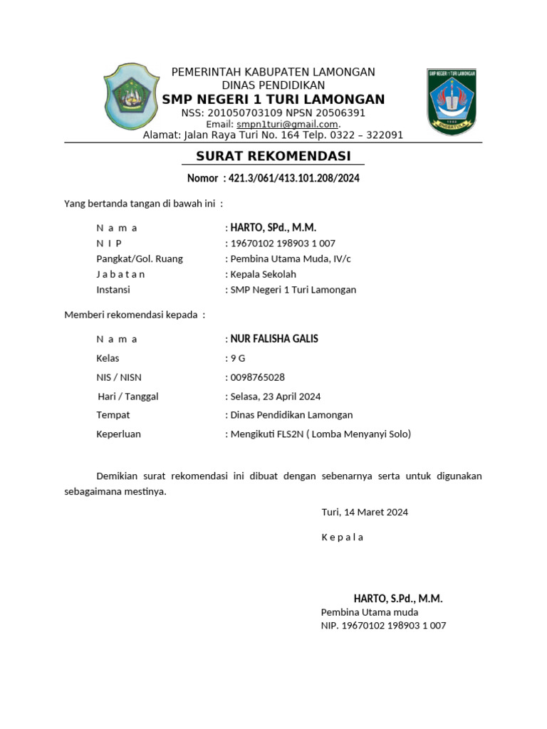 Contoh Surat Rekom | PDF