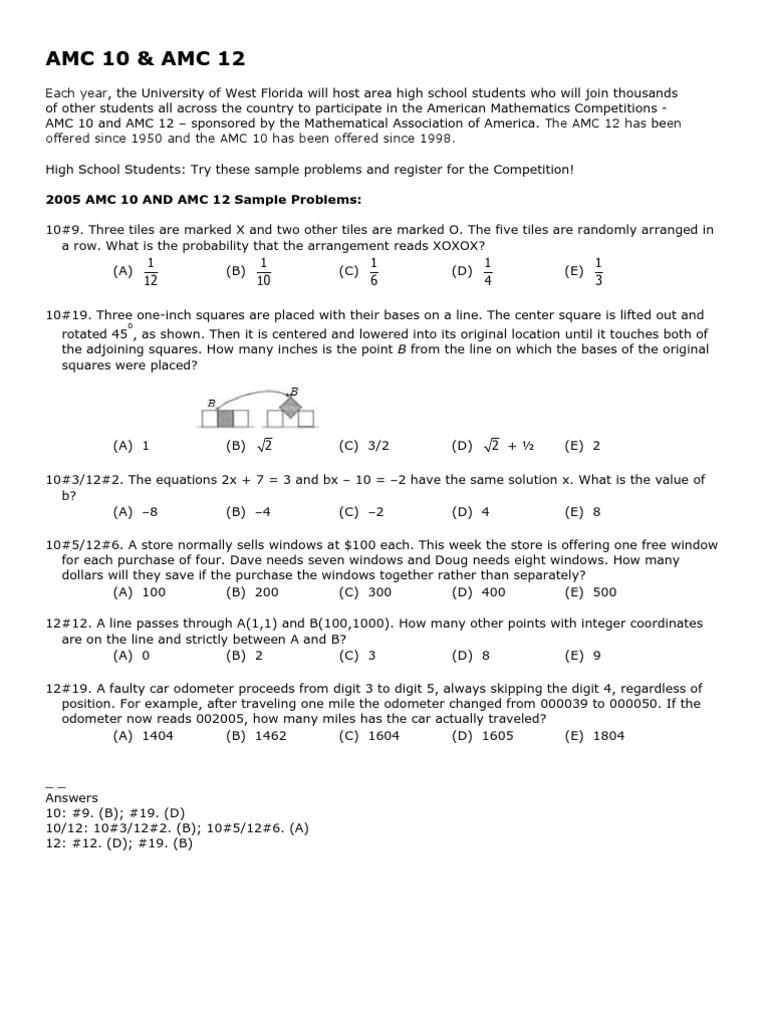 AMC Practice Problems | PDF | Tetrahedron | Triangle
