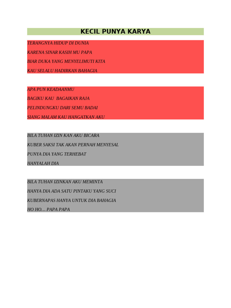 Kecil Punya Karya Tik Rafi | PDF