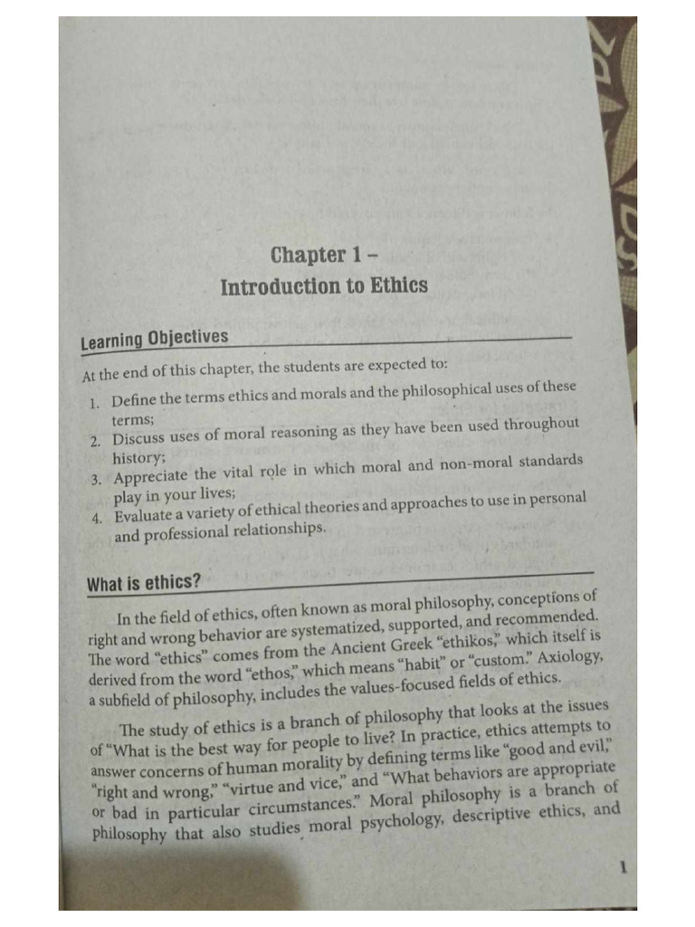 Ethics Book Chapter1 | PDF