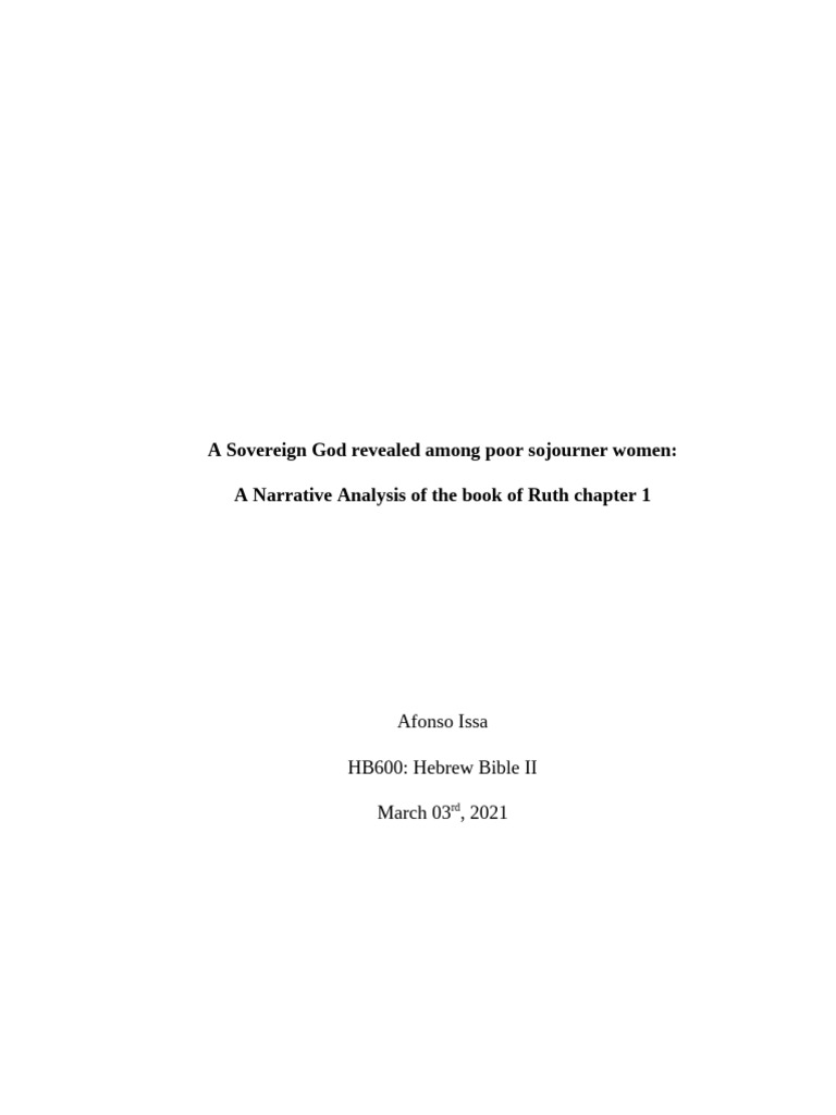Ruth Chapter 1 - Exegetical Paper With Narrative Analysis | PDF | Ruth ...