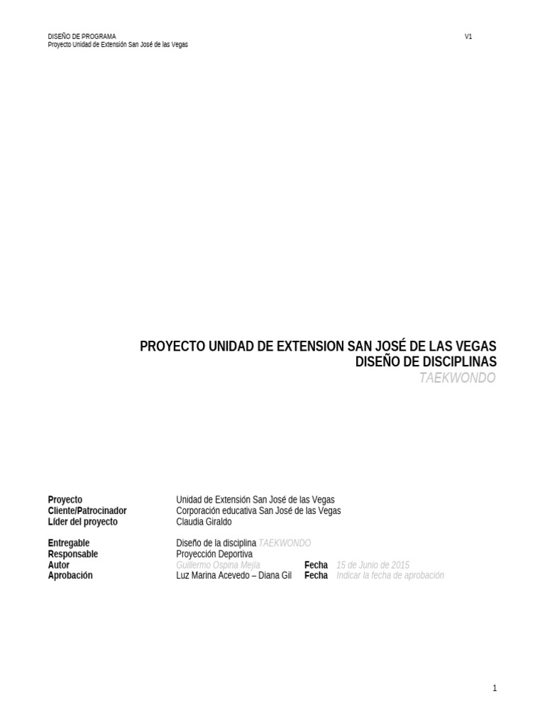 Formato Diseño de Disciplinas Deportivas | PDF | Taekwondo | Mano