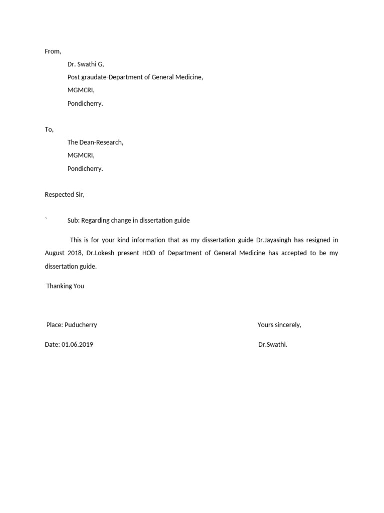 Dissertation Guide Change Notification | PDF