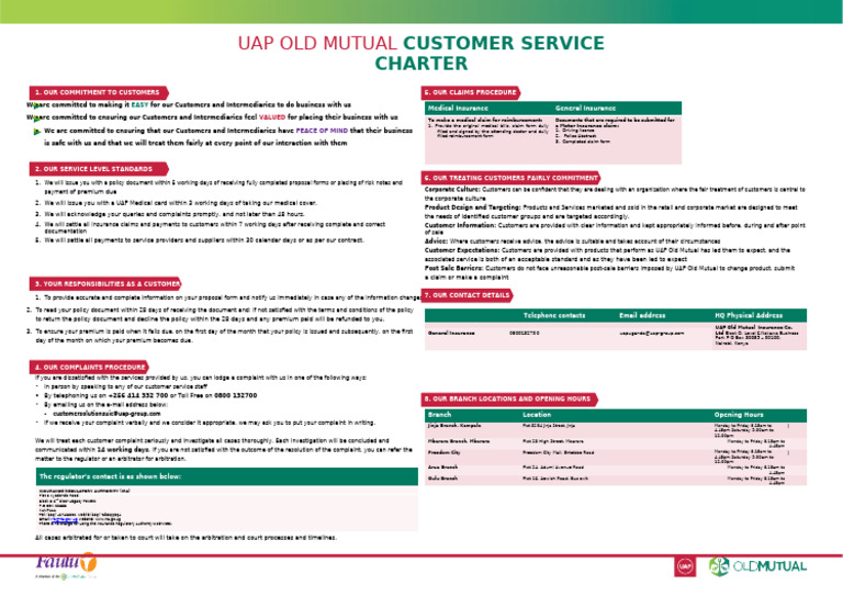 UAP Old Mutual Customer Service Guide | PDF | Insurance | Business Law