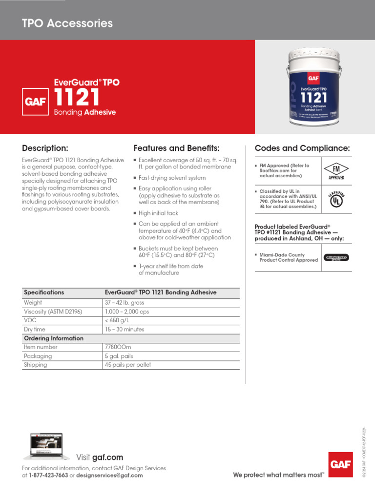 Everguard Tpo 1121 Bonding Adhesive Data Sheet Comeg142 | PDF ...