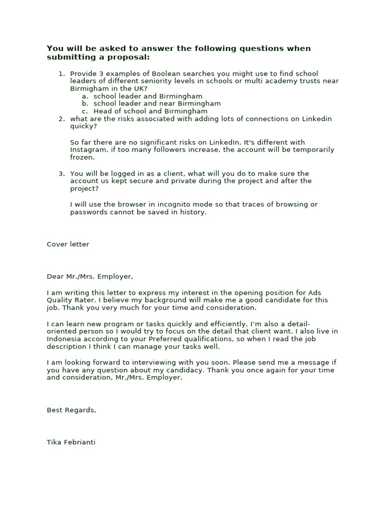 Cover Letter | PDF