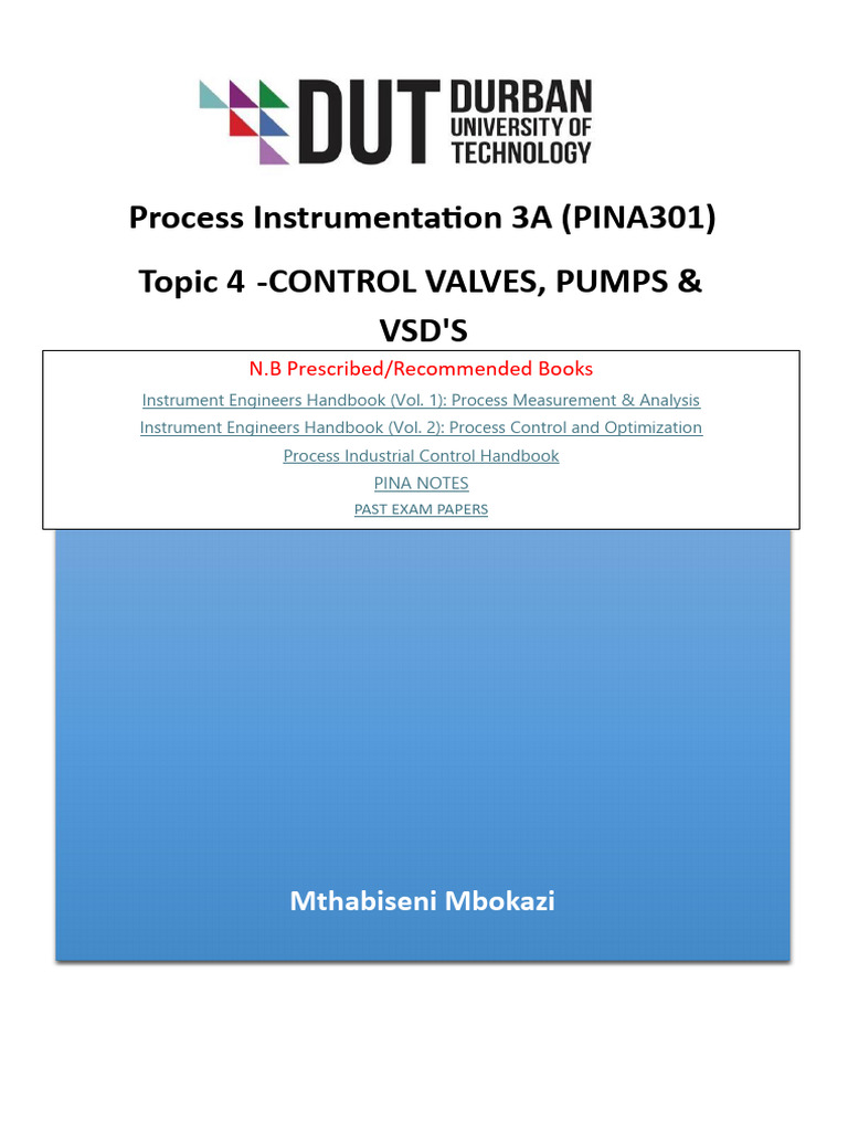 Topic 4 - Control Valves, Pumps & Vsd's Updated | PDF | Fluid Dynamics ...