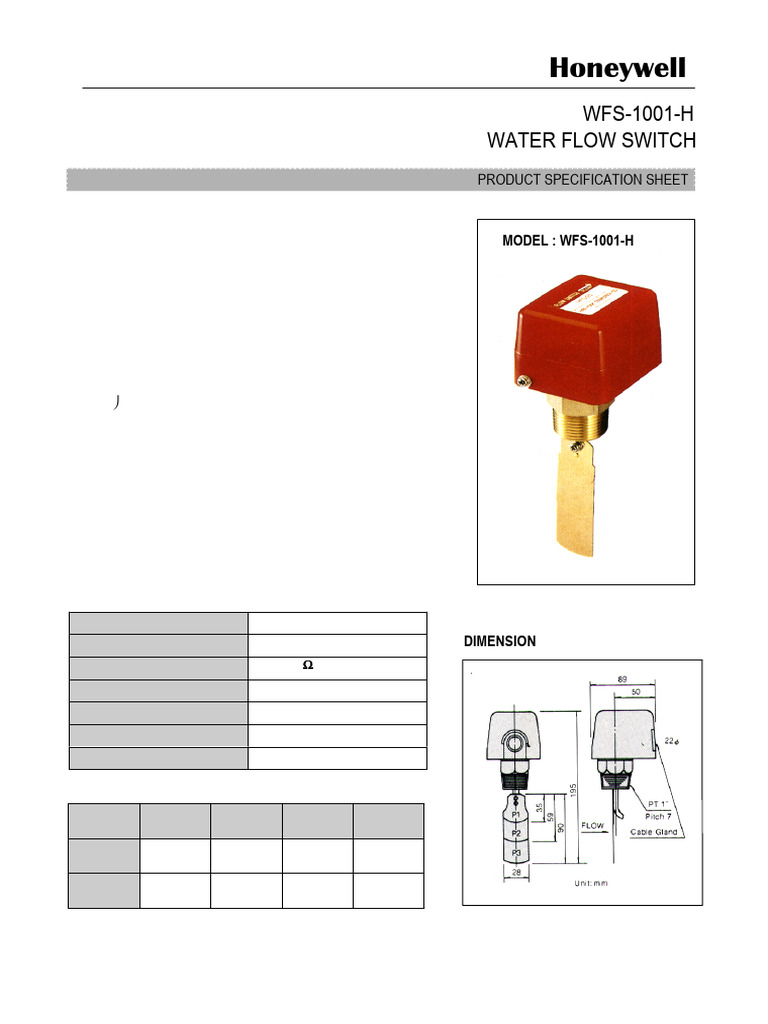 WFS-1001-H Flow Switch Overview | PDF | Switch | Alternating Current