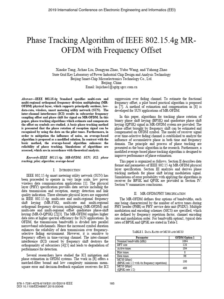 Phase Tracking Algorithm of IEEE 802.15.4g MR-OFDM With Frequency ...