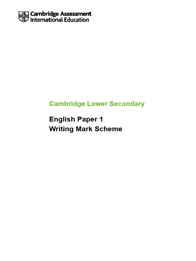 P1 Writing Mark Scheme | PDF | Sentence (Linguistics) | Word