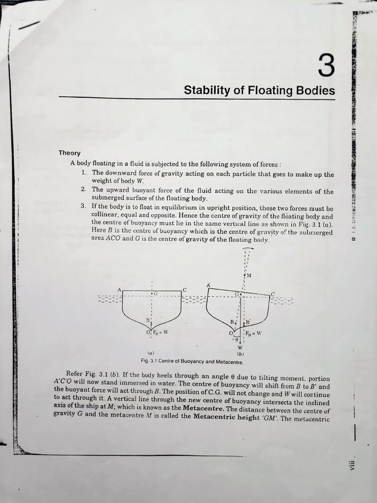 Stability of Floating Bodies | PDF | Buoyancy | Mechanical Engineering