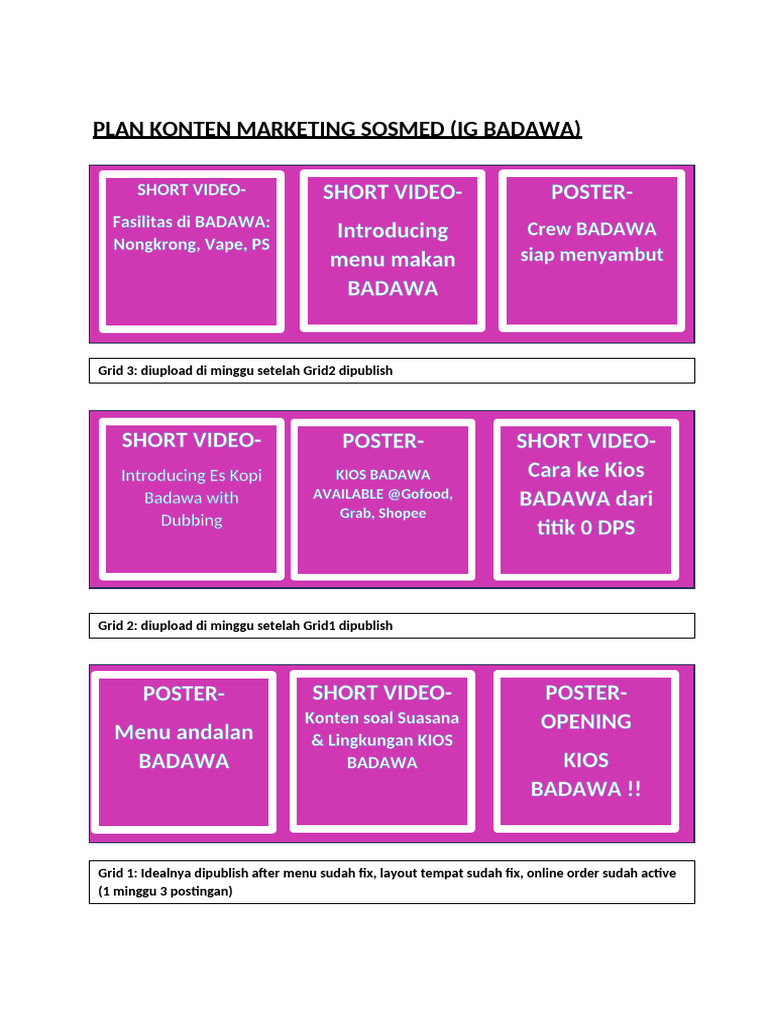 Plan Konten Marketing Sosmed | PDF