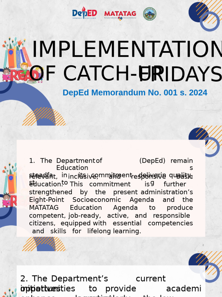 DepEd Memo 001 s. 2024: Catch-Up Fridays | PDF | Learning | Thought