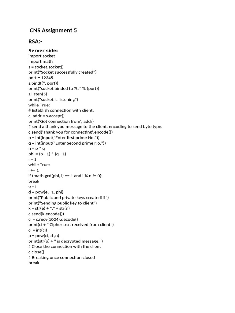 CNS Assignment 5 | PDF