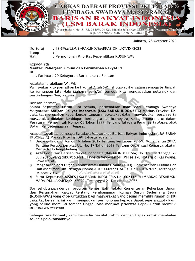 Surat PUPR Revisi | PDF