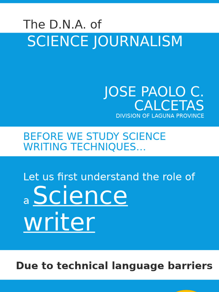 DNA of Science Writing 2018 | PDF | Science | Jargon