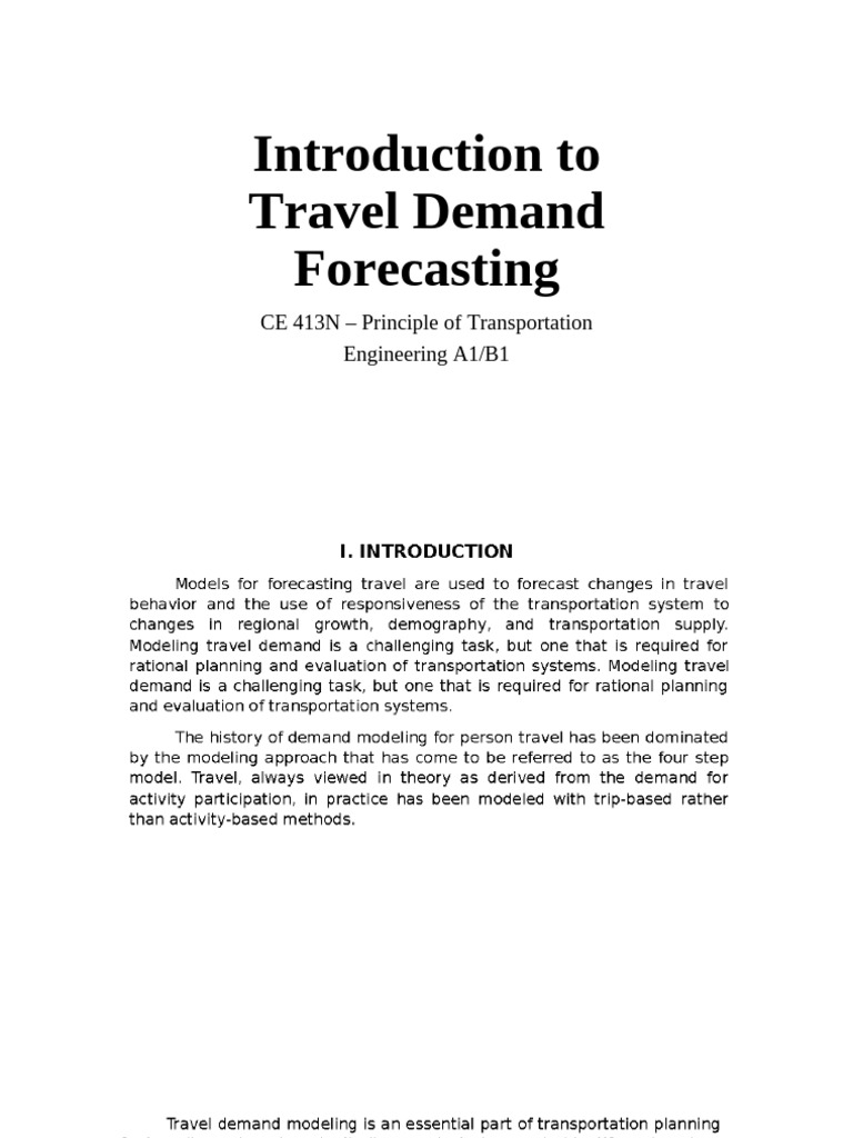 Chapter 5 Introduction To Travel Demand Forecasting | PDF | Computers