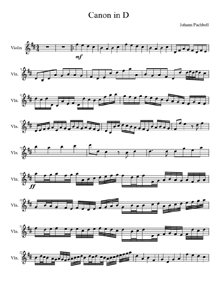 Canon in D (Violin Solo) | PDF
