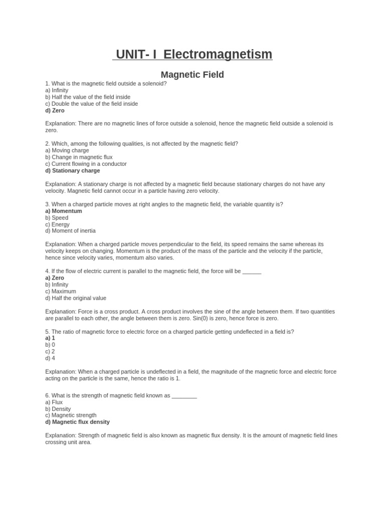 Electromagnetism: Magnetic Field Basics | PDF | Electromagnetic ...
