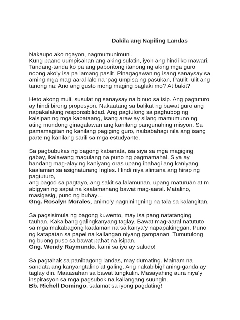 Lathalain Ang Aking Guro Sample | PDF