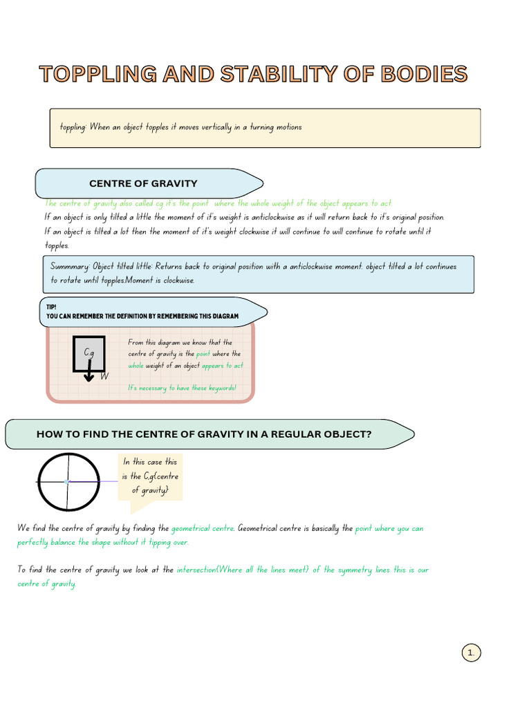 Toppling and Stability | PDF | Center Of Mass | Weight