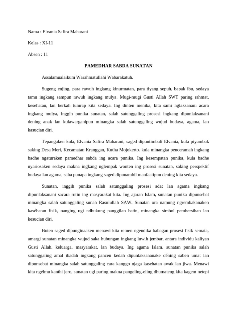 Pamedhar Sabda Sunatan | PDF