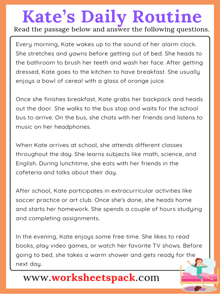 Daily Routine Reading Comprehension Passage | PDF