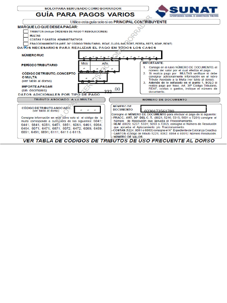 Guia Pagos Varios 2 Fracc | PDF
