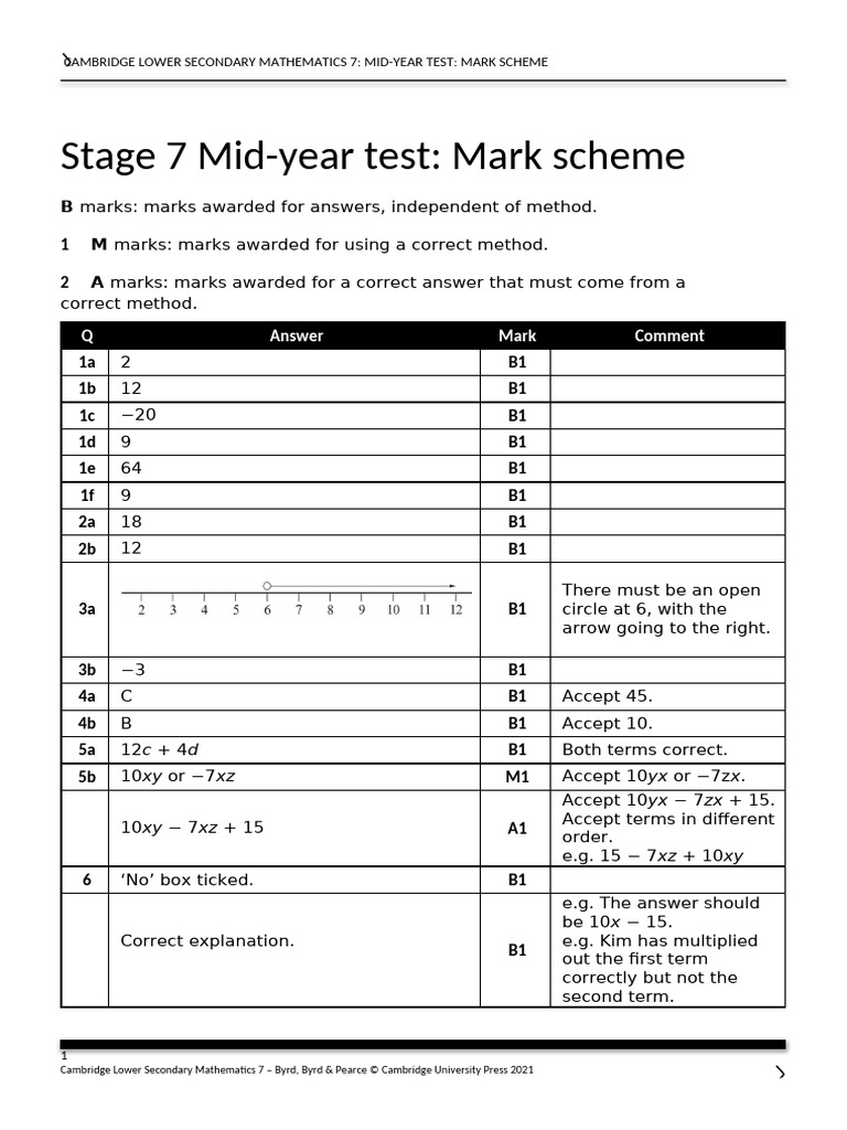 LS Maths 7 Mid Year Test Answers Edit | PDF | Mathematics ...