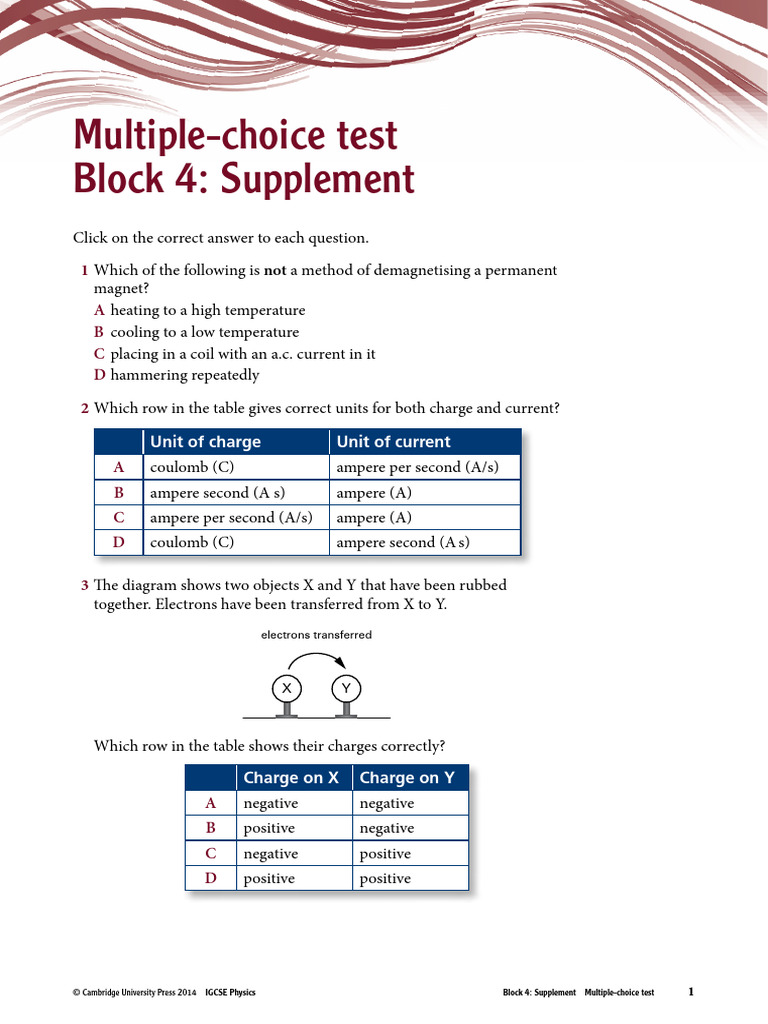 IGCSE Physics Multiple-Choice Test | PDF | Logic Gate | Transformer