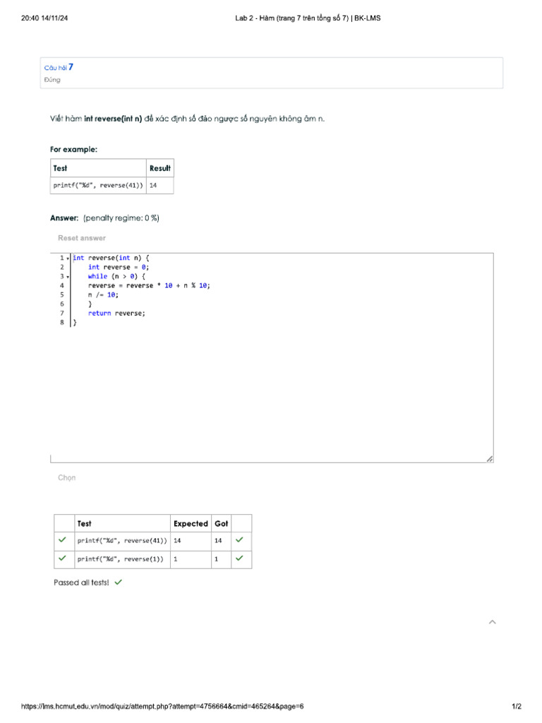 Lab 2 Ham - Cau 7 | PDF