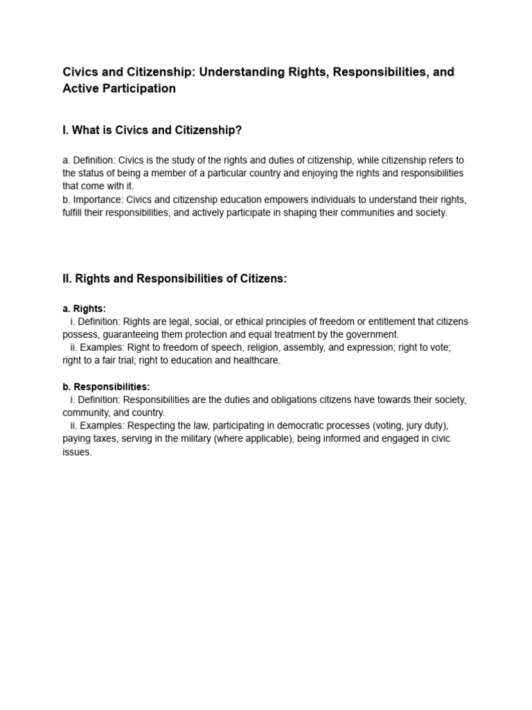 Civics and Citizenship - Understanding Rights, Responsibilities, and ...