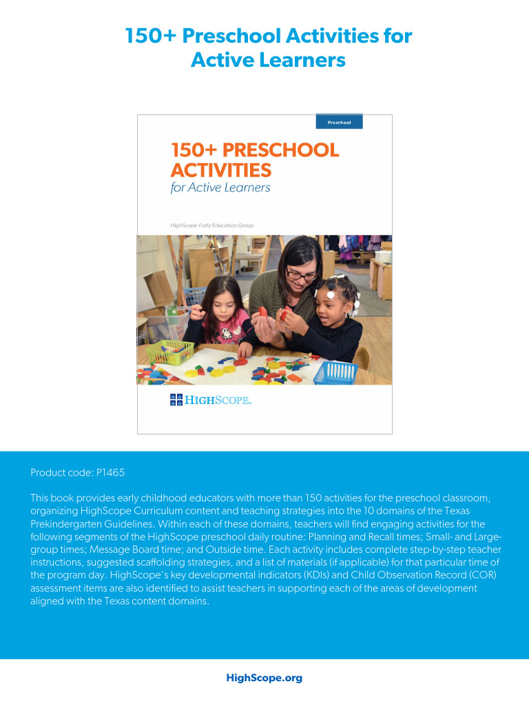 Sample HighScope Activities For Texas 2021 | PDF | Reading ...