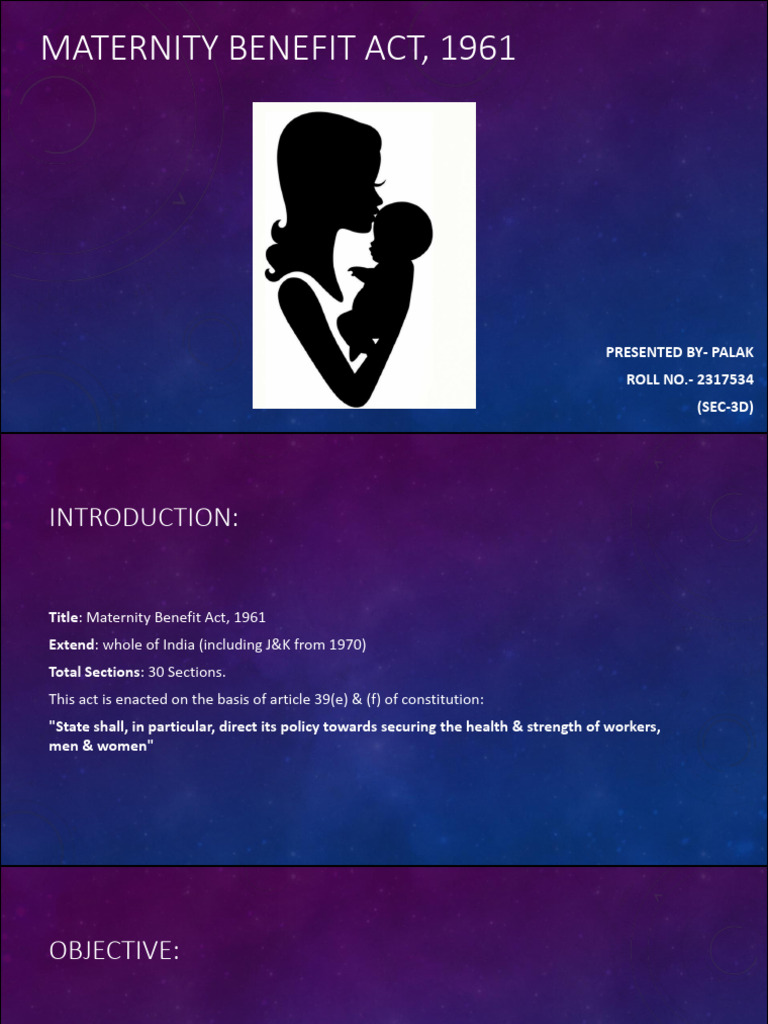 Maternity Benefit Act 1961 Overview | PDF | Employment | Parental Leave