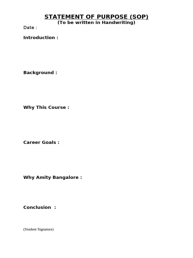 Statement of Purpose (Sop) : Date | PDF | Career & Growth