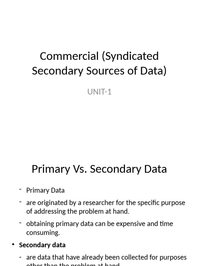 Sources of Secondary Data | PDF | Databases | Data