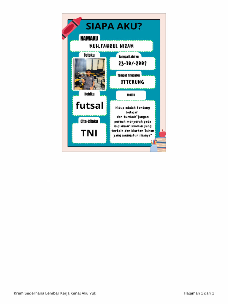 Krem Sederhana Lembar Kerja Kenal Aku Yuk PDF | PDF
