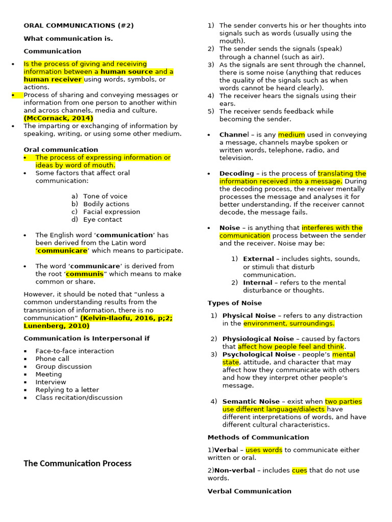 Oral Communications L2 4 Midterms | PDF | Communication | Nonverbal ...