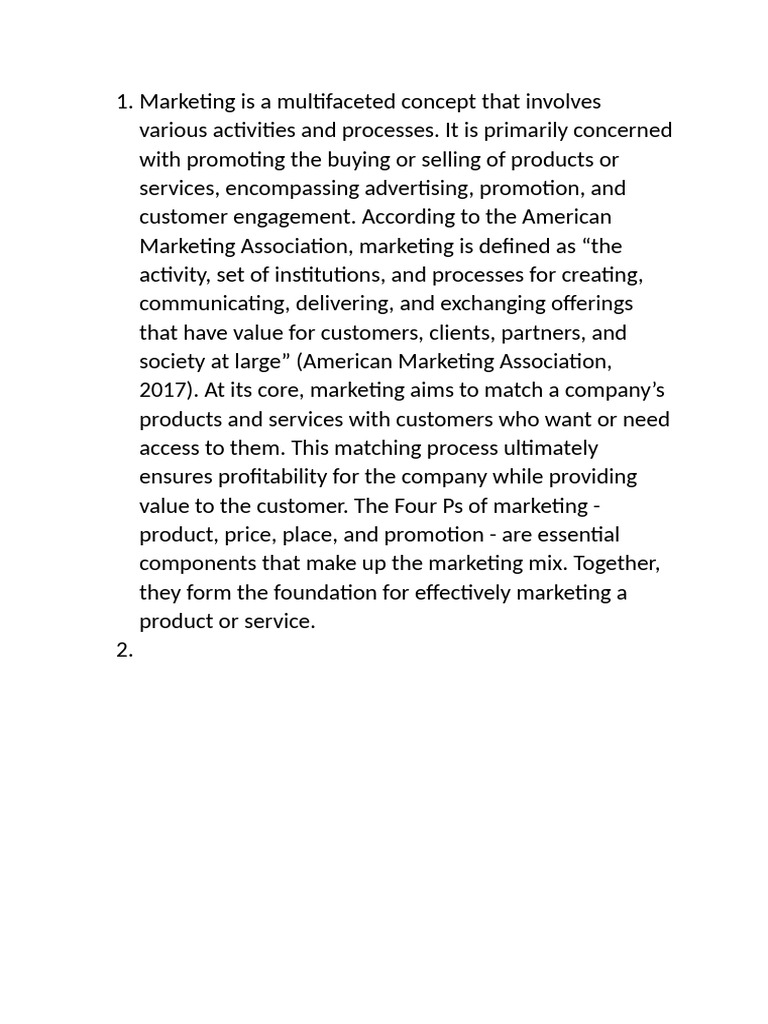 Marketing Is A Multifaceted Concept That Involves Various Activities ...